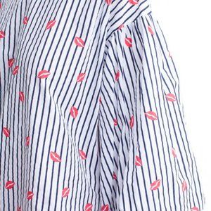 Rethm | Tops | Striped Lip Kiss Puff Sleeve Loose Fit Top | Poshmark